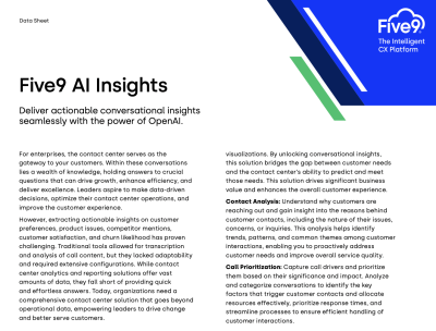 Five9 AI Insights Data Sheet | Five9